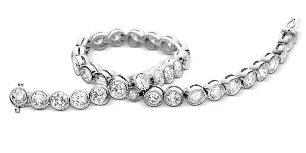 18ct White Gold Rub Over Set Diamond Bracelet – Catherine Best