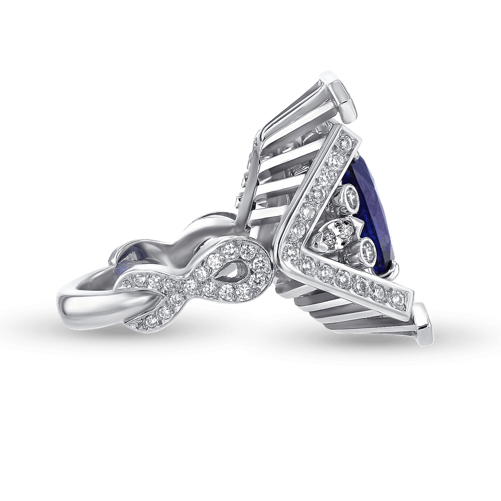 Platinum and Sapphire Ring with Diamond – Catherine Best
